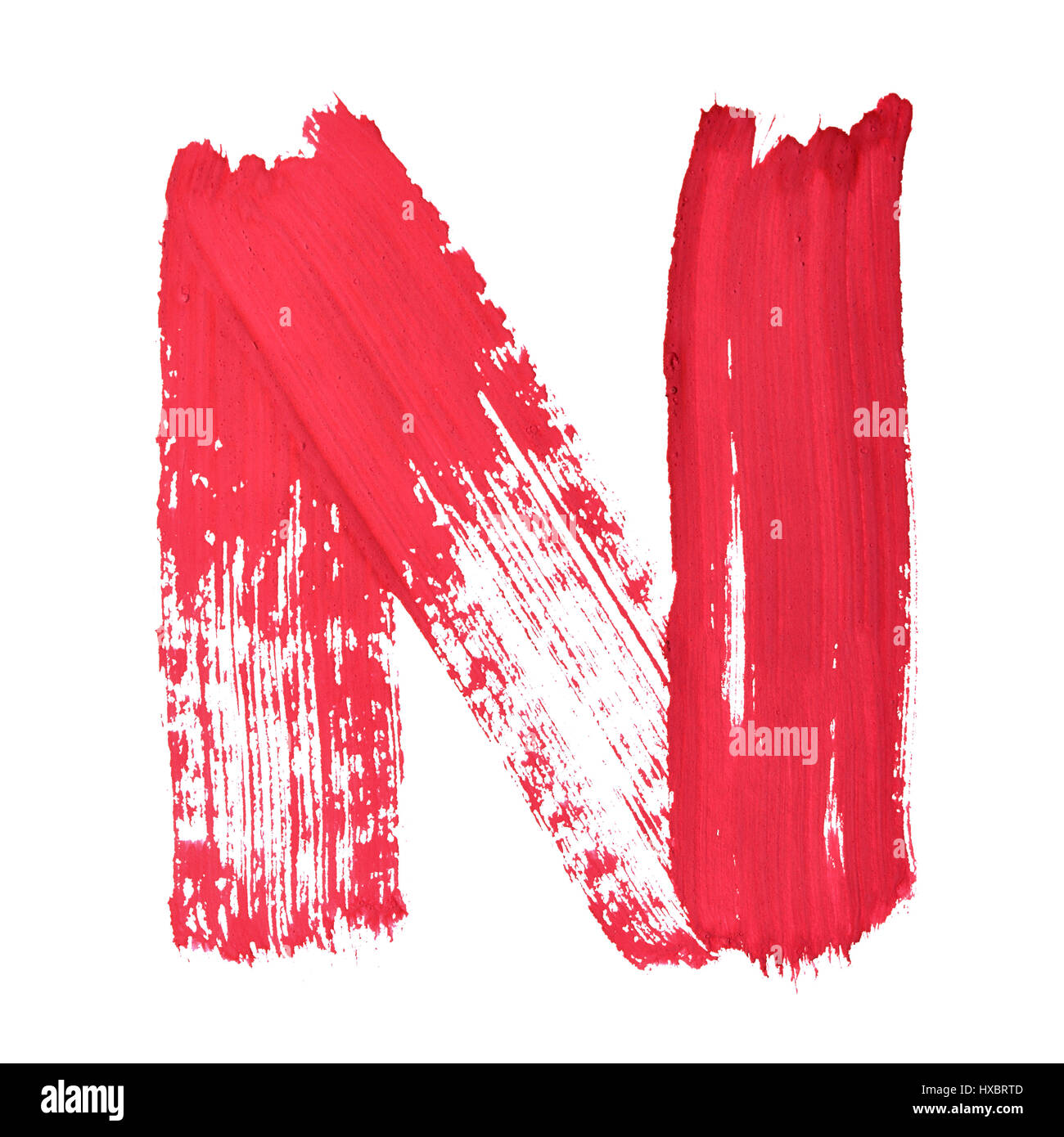 N - Red handwritten letters over white background Stock Photo - Alamy