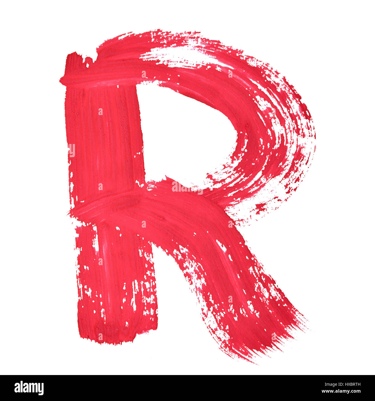 R - Red handwritten letters over white background Stock Photo - Alamy