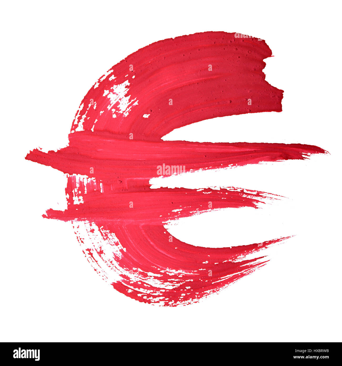 Red handwritten euro sign over white background Stock Photo - Alamy