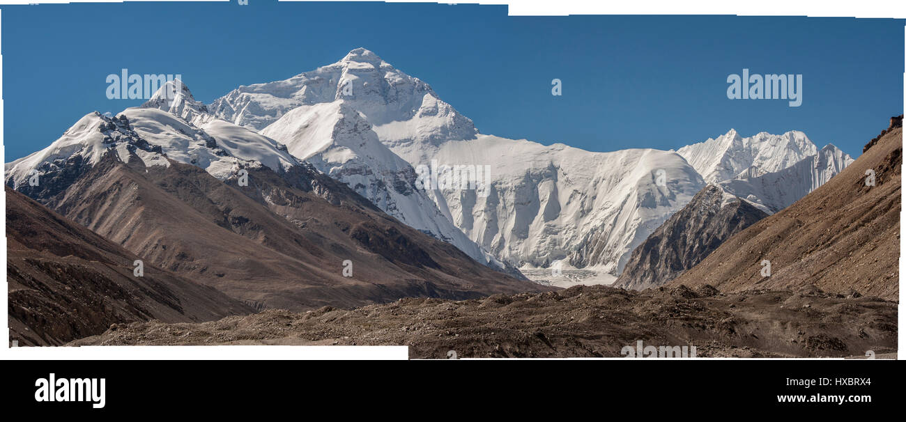Multi photo Panorama of Changtse and Mount Everest Stock Photo - Alamy