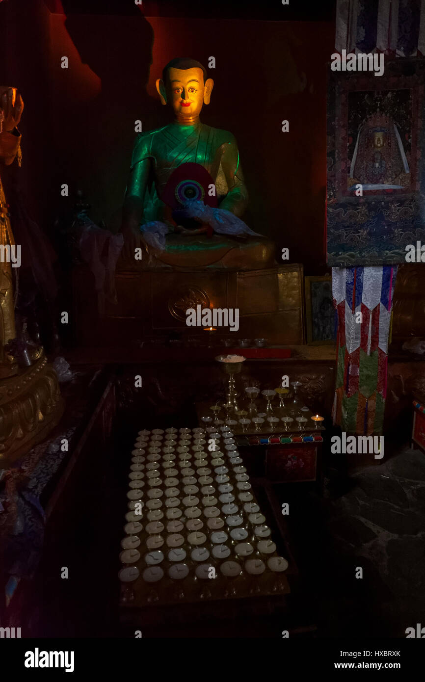 Lighting on Buddhist Deities in Gyangdrak monastery Stock Photo - Alamy
