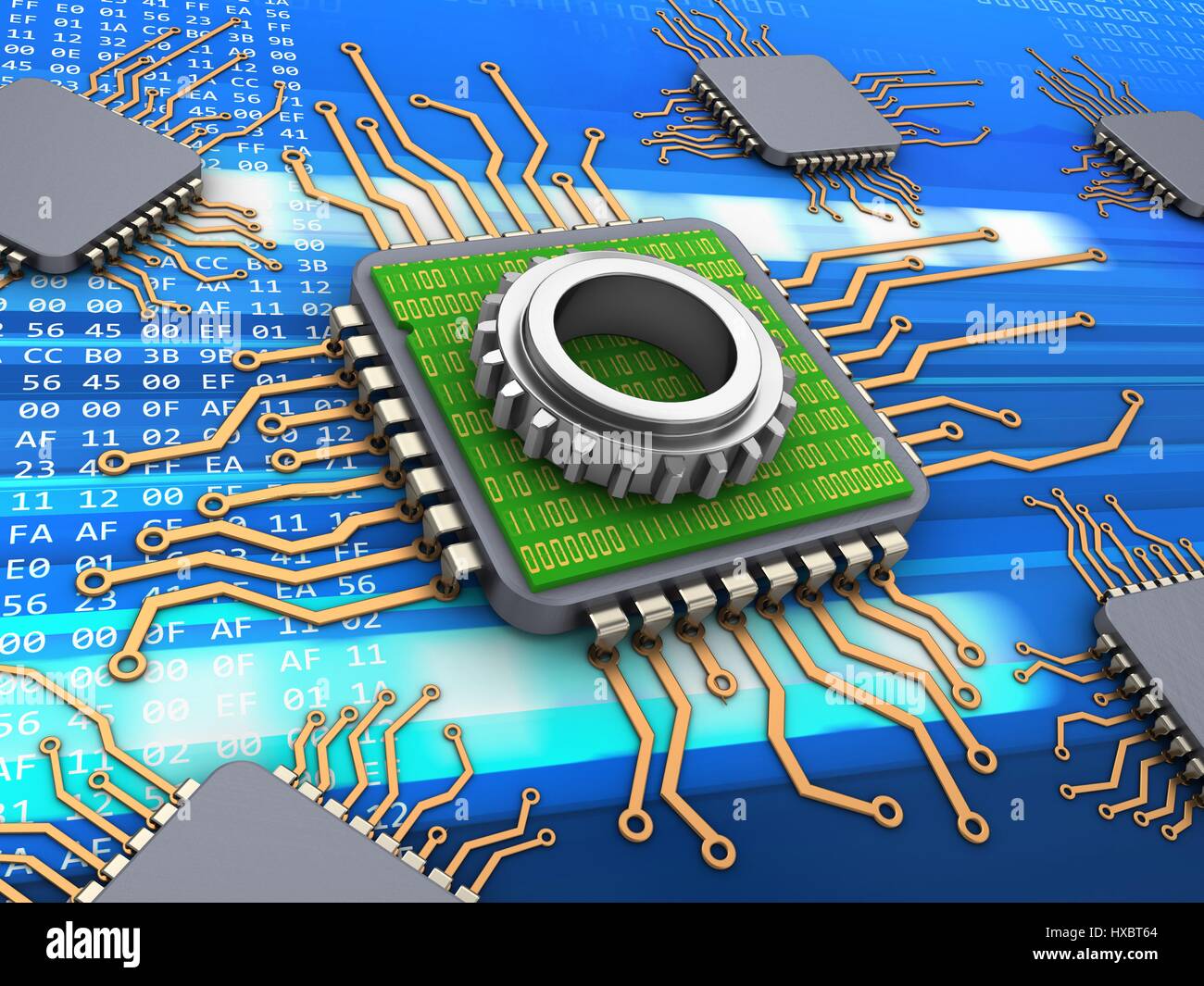3d illustration of computer chip Stock Photo - Alamy