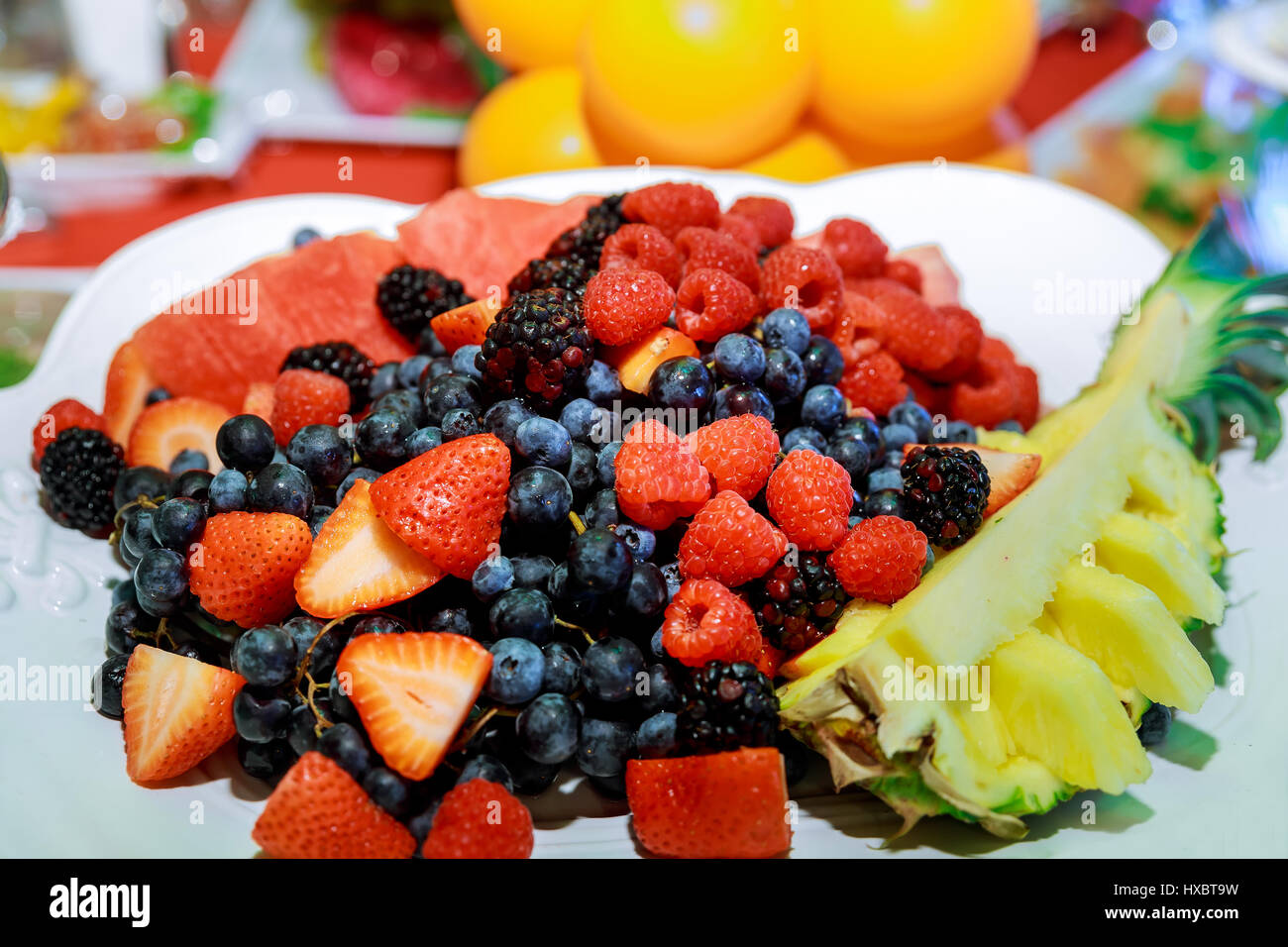 Mixed fruits in plate hi-res stock photography and images - Alamy