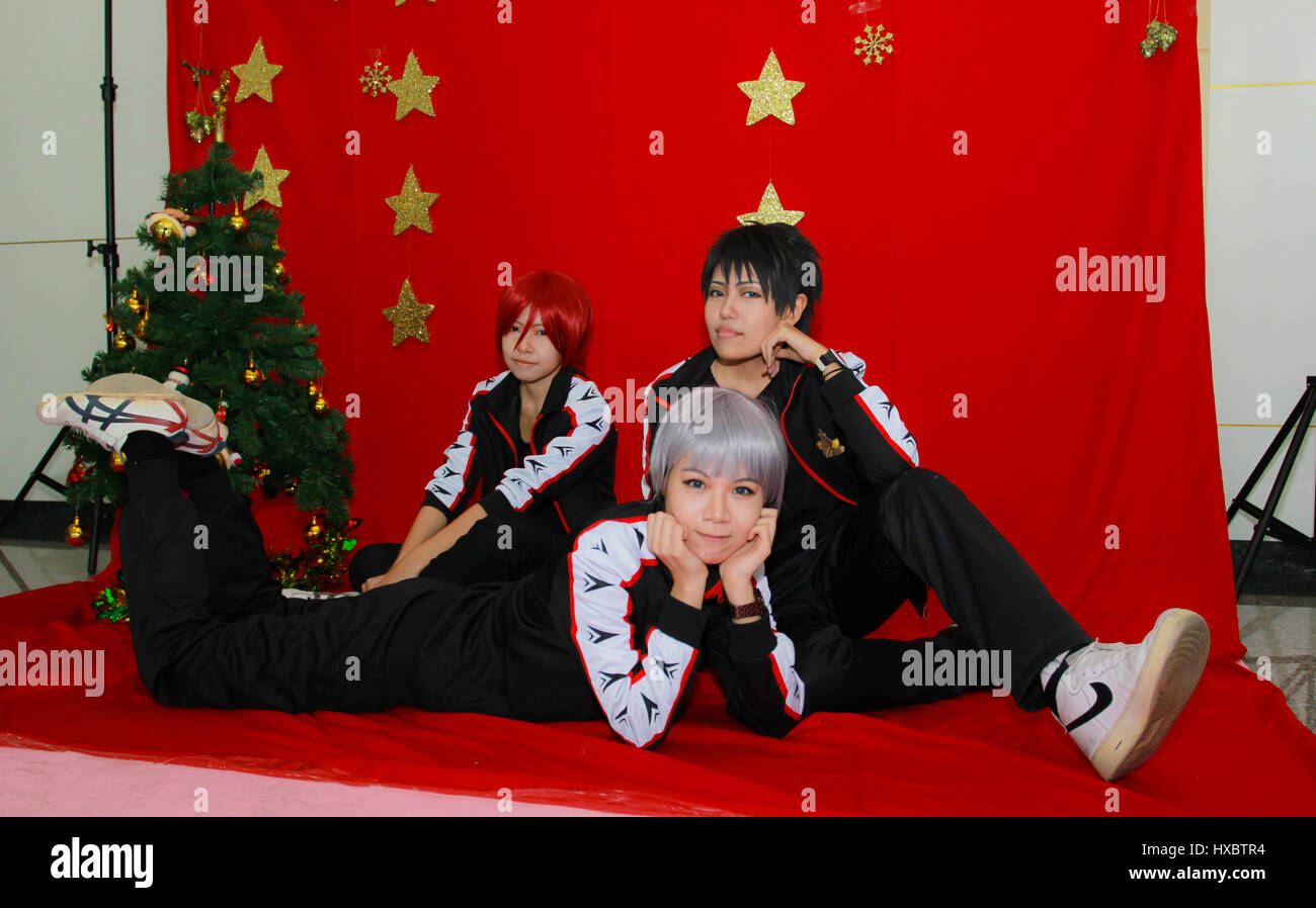 Bangkok - Dec 28: An unidentified Japanese anime cosplay pose in COSCOM ...