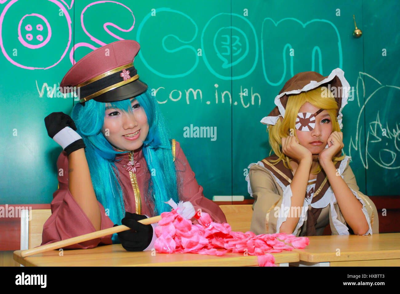 Bangkok - Dec 28: An unidentified Japanese anime cosplay pose in COSCOM ...