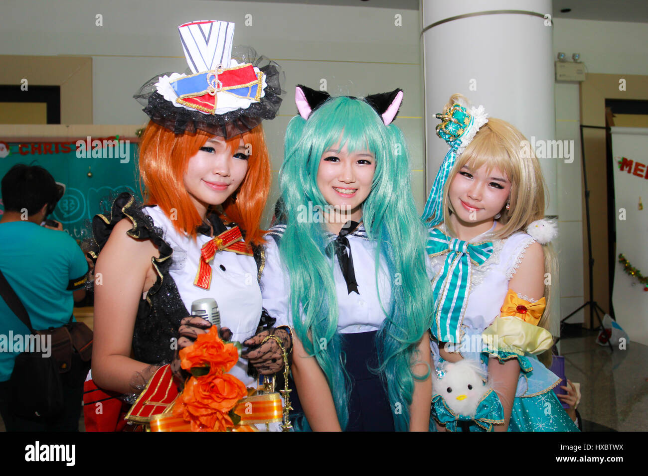 Bangkok - Dec 28: An unidentified Japanese anime cosplay pose in COSCOM ...