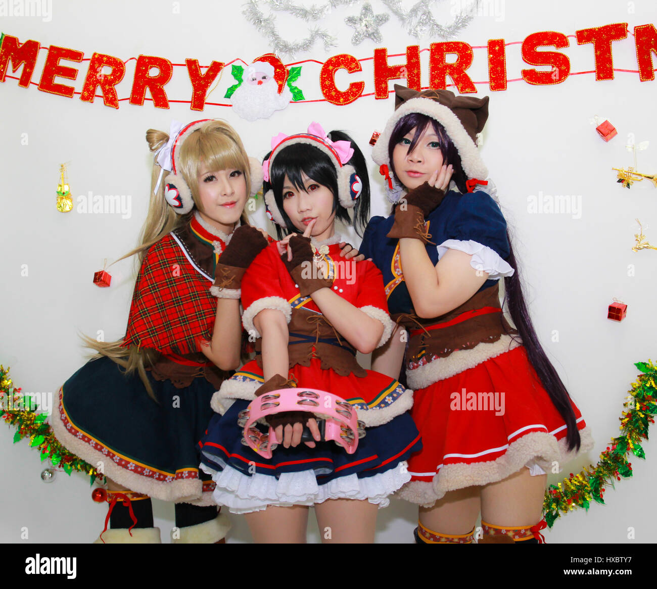 Bangkok - Dec 28: An unidentified Japanese anime cosplay pose in COSCOM ...