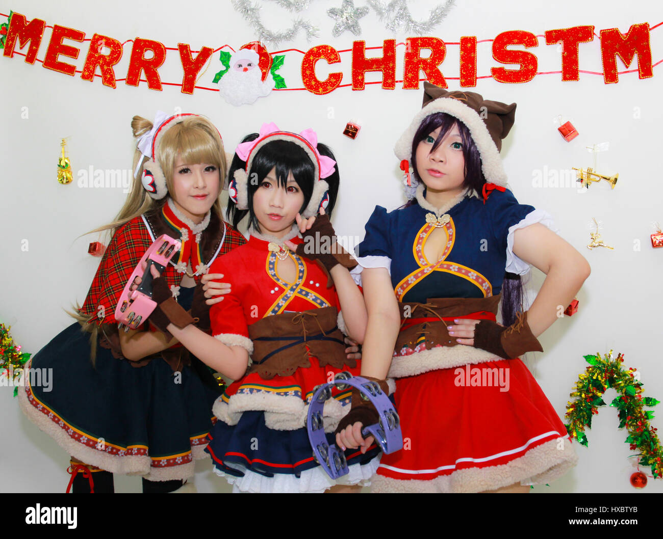 Bangkok - Dec 28: An unidentified Japanese anime cosplay pose in COSCOM ...