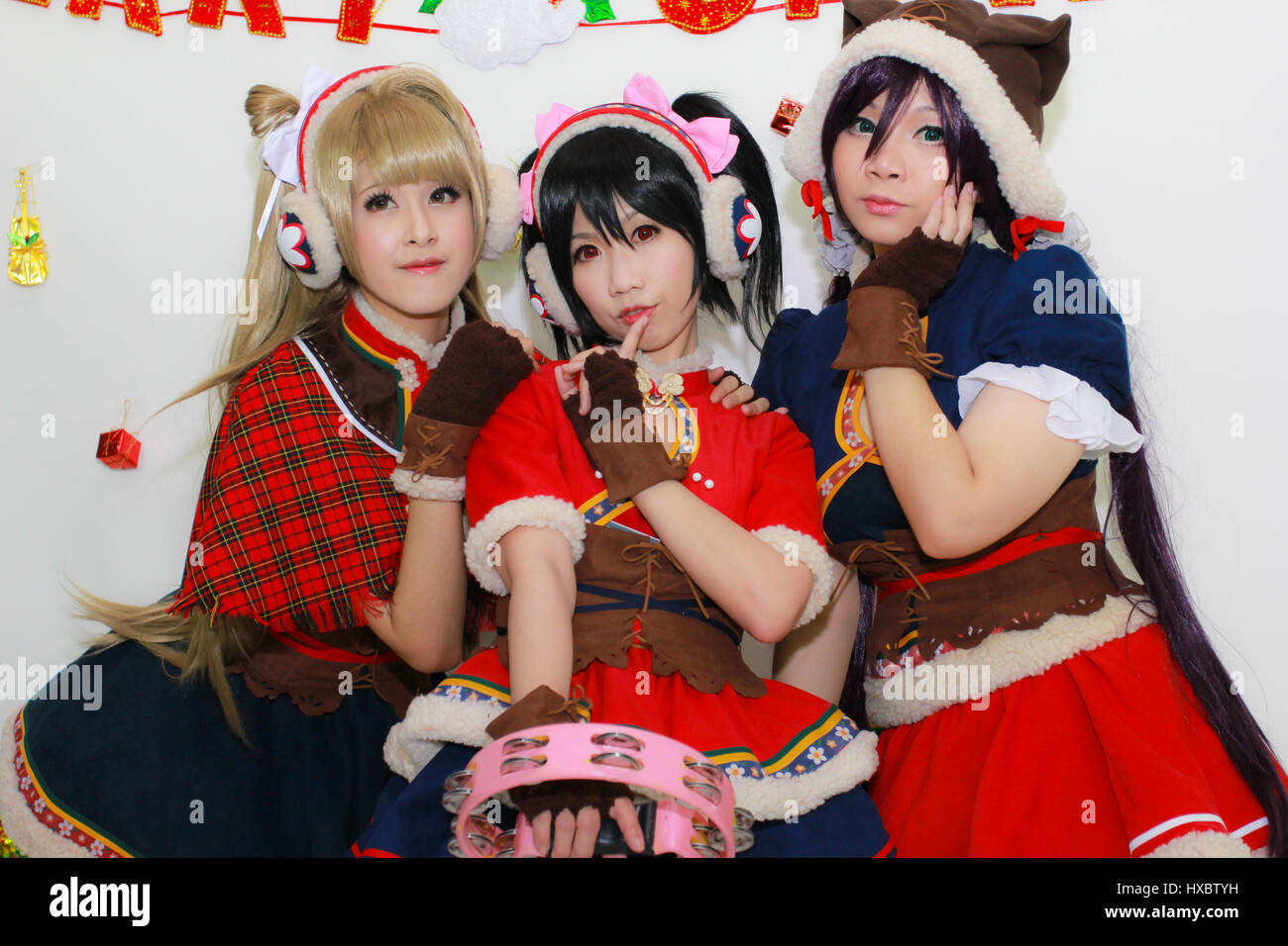 Bangkok - Dec 28: An unidentified Japanese anime cosplay pose in COSCOM ...