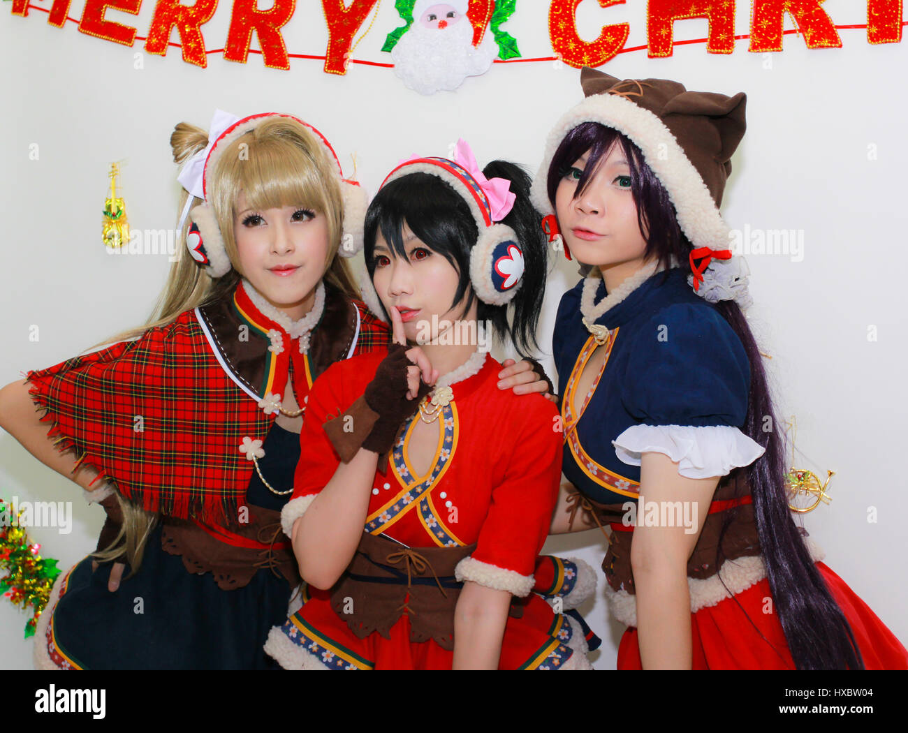 Bangkok - Dec 28: An unidentified Japanese anime cosplay pose in COSCOM ...