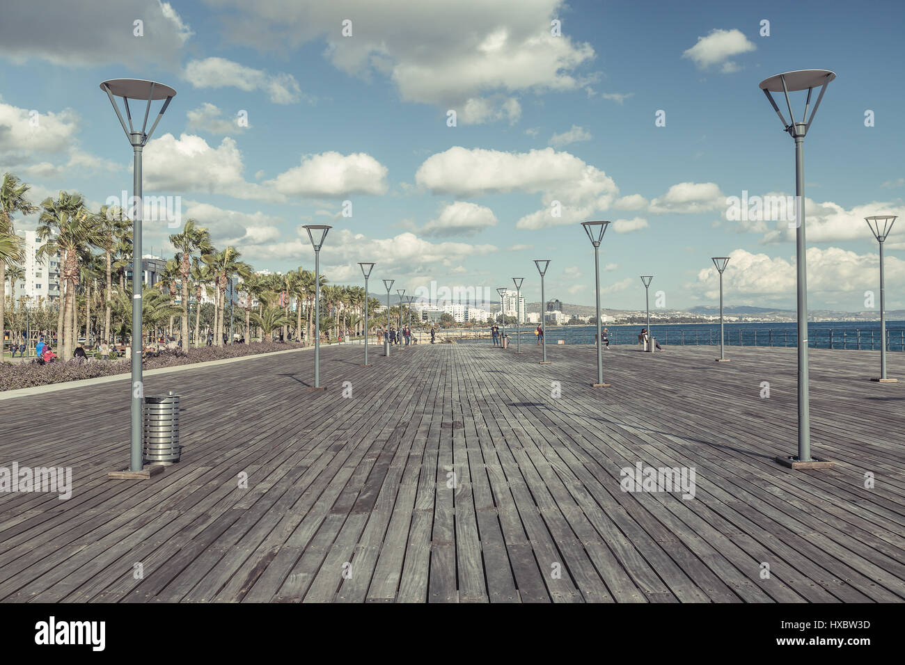 Limassol, Cyprus - DECEMBER 2016: Promenade along the coastline Stock ...