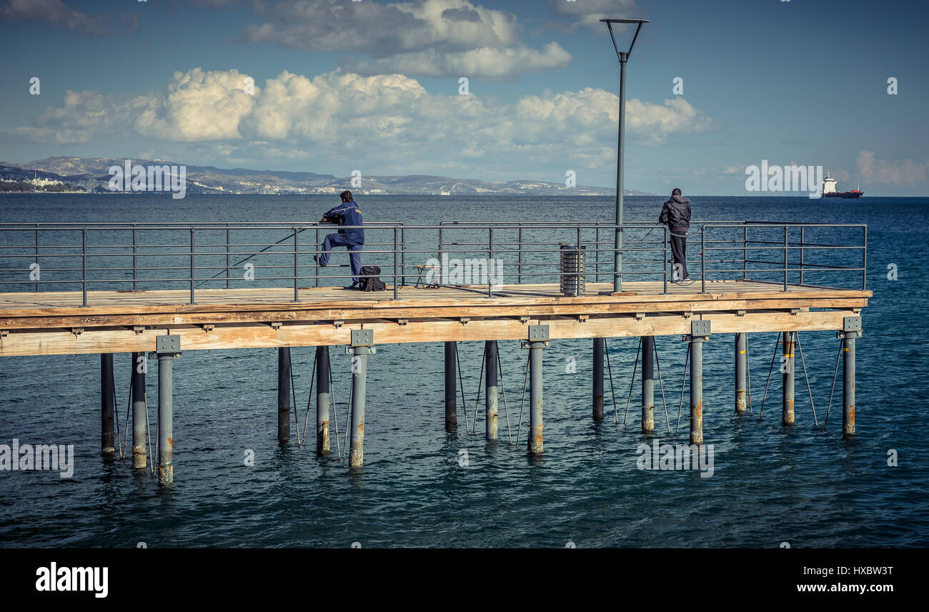 Limassol, Cyprus - DECEMBER 2016: Promenade along the coastline Stock ...