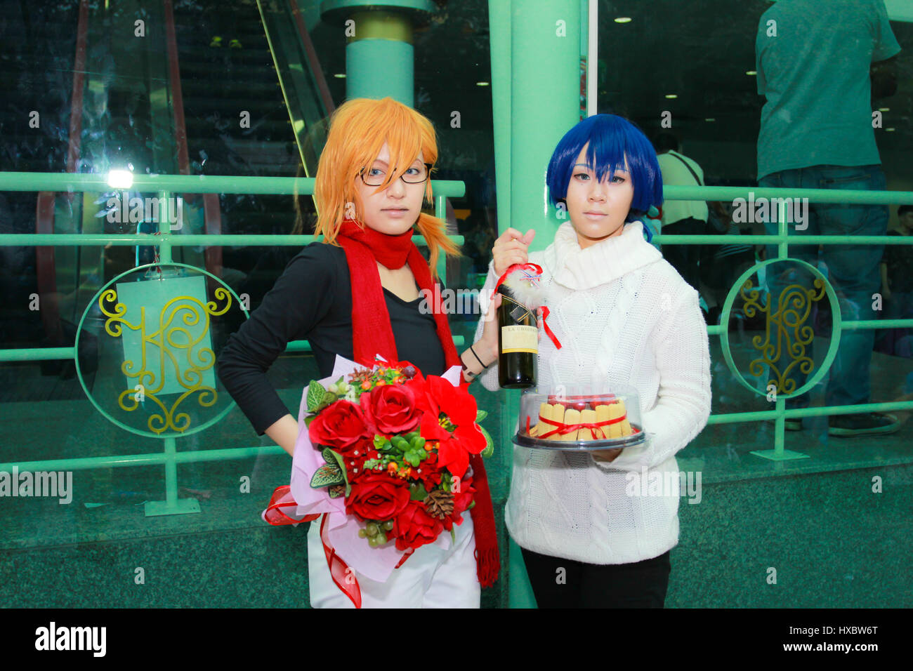 Bangkok - Dec 28: An unidentified Japanese anime cosplay pose in COSCOM ...