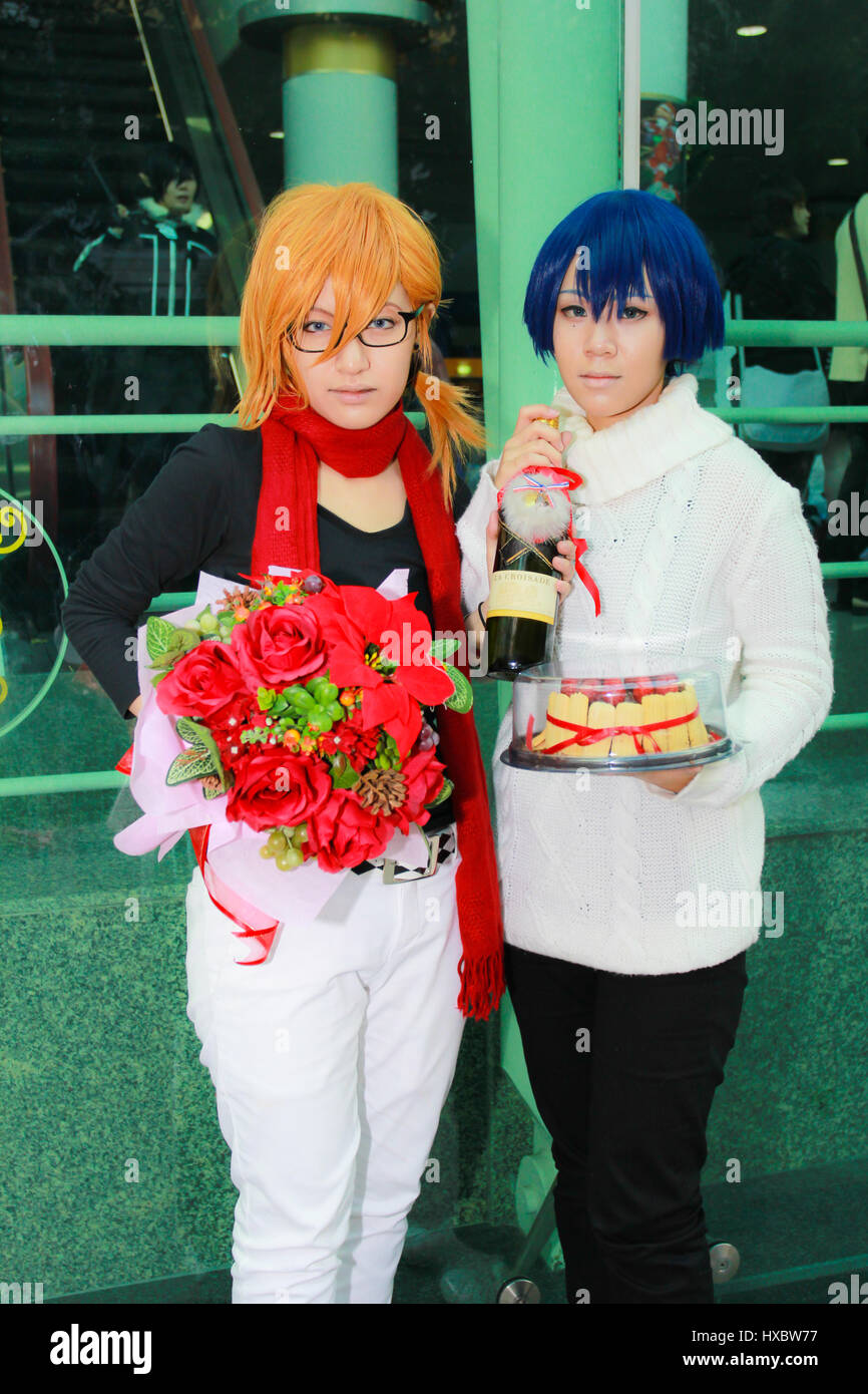 Bangkok - Dec 28: An unidentified Japanese anime cosplay pose in COSCOM ...