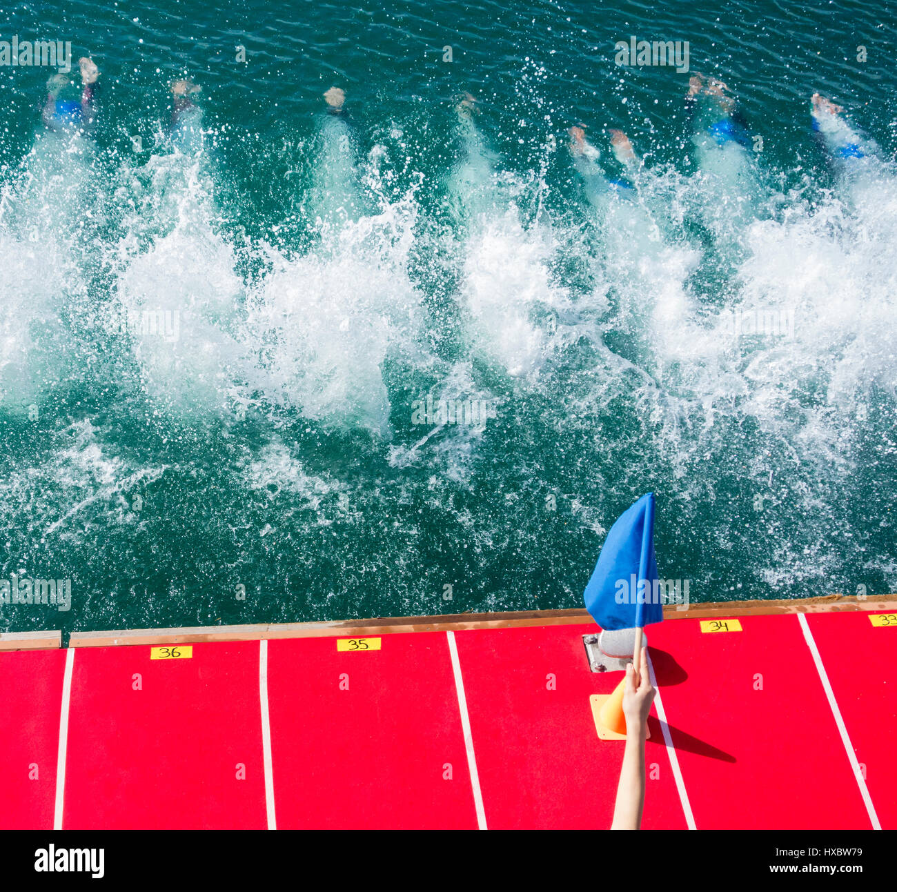 Triathletes at start of international triathlon Stock Photo - Alamy