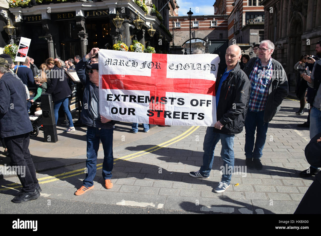 March for England counter protest at Unite for Europe (anti Brexit ...