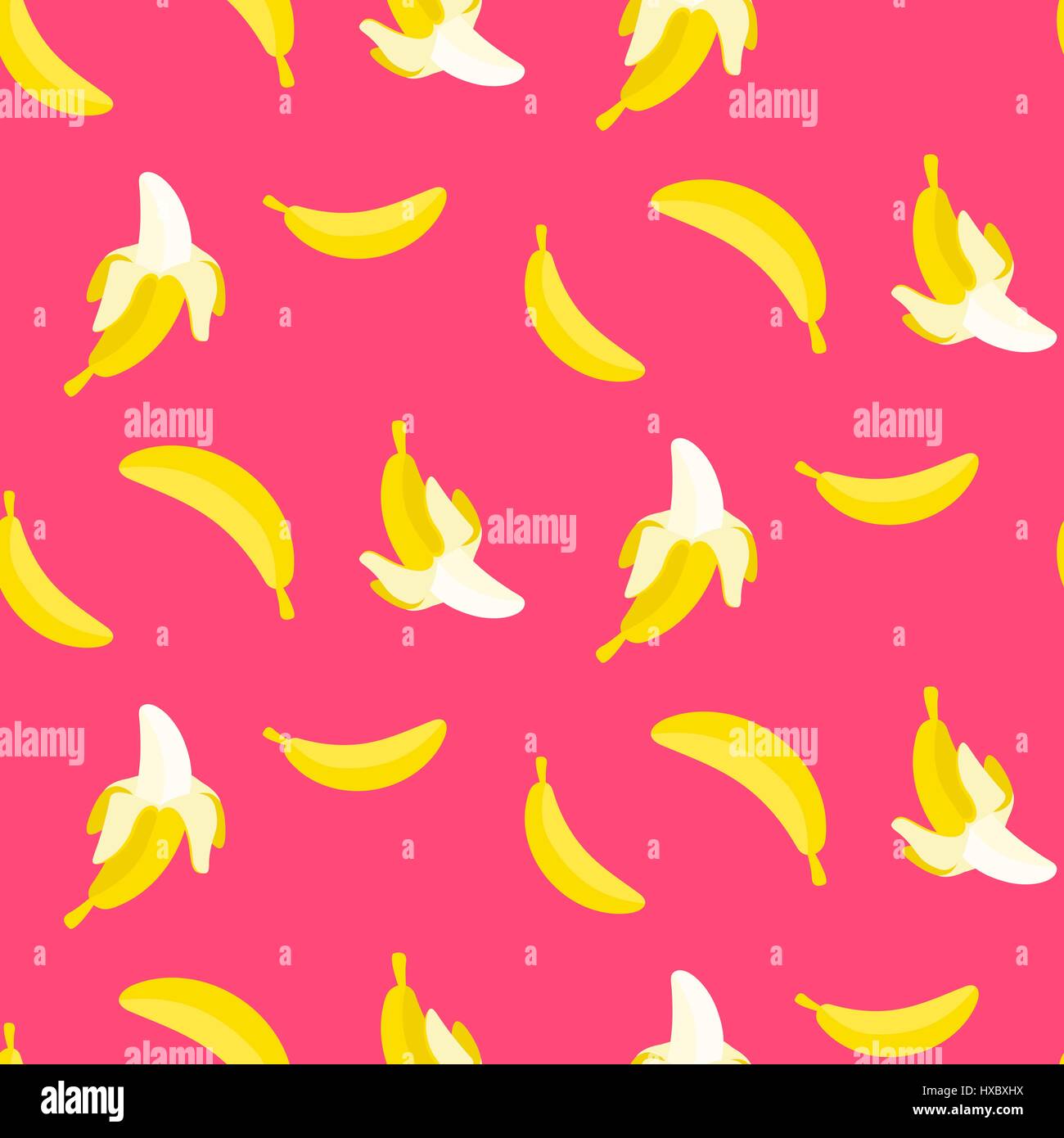 Bananas on pink seamless vector pattern. Juicy summer fruit background ...