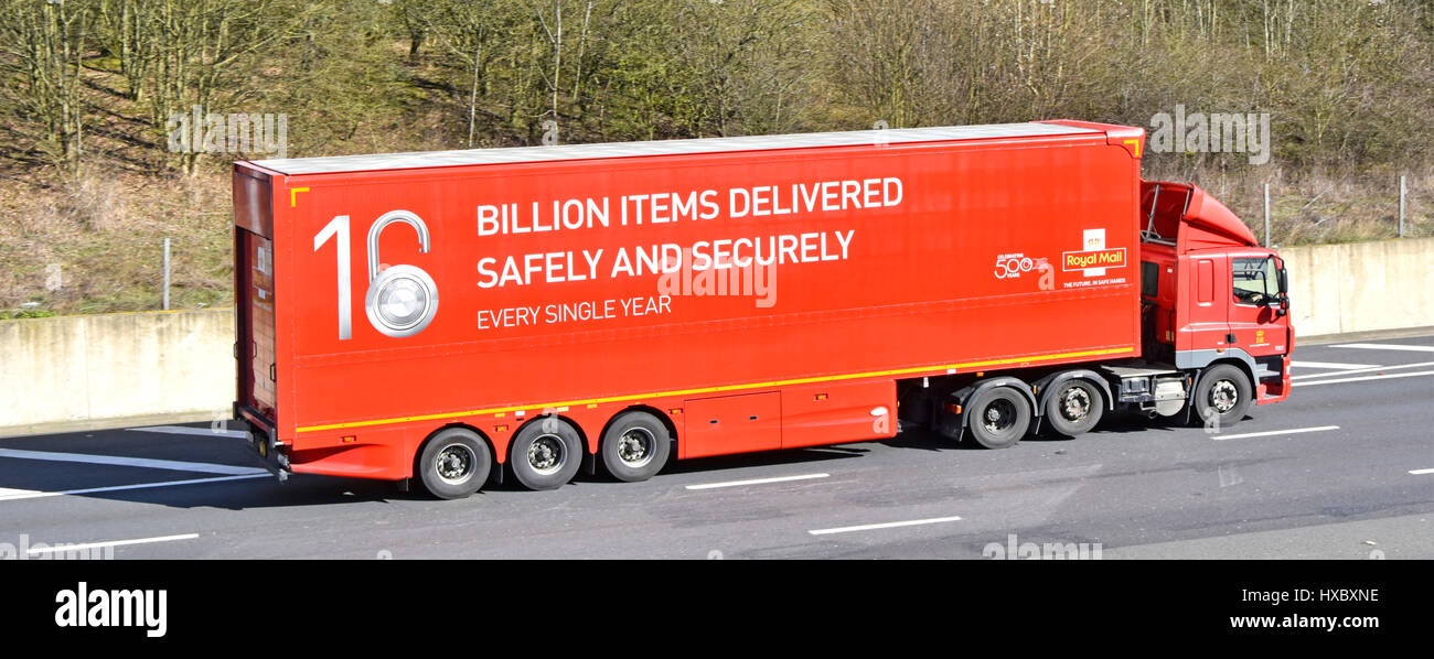 UK motorway Royal Mail lorry trailer promoting delivering billion ...
