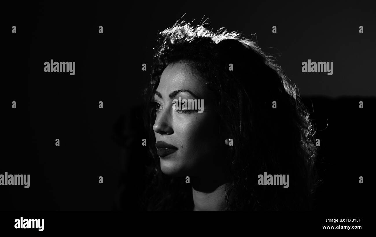 Low key woman Black and White Stock Photos & Images - Alamy