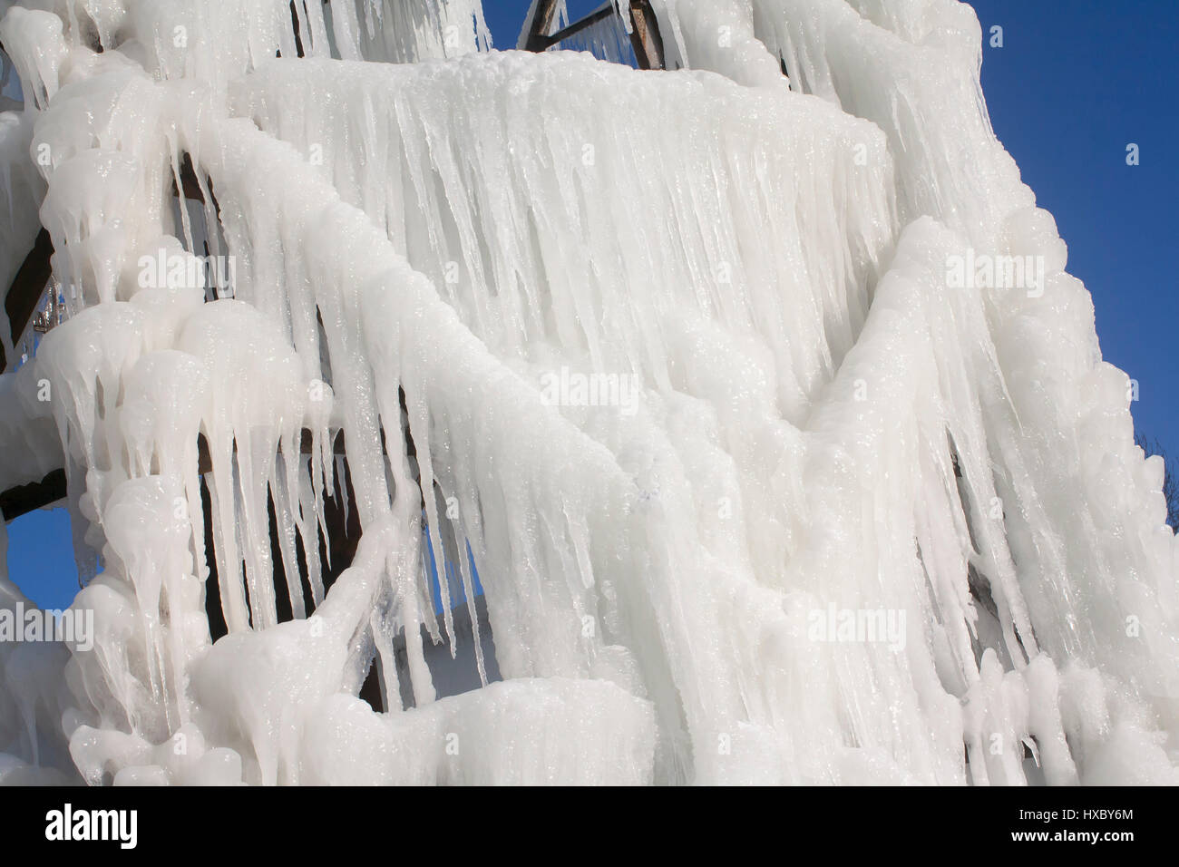 old water tower with frozen water closeup Stock Photo - Alamy