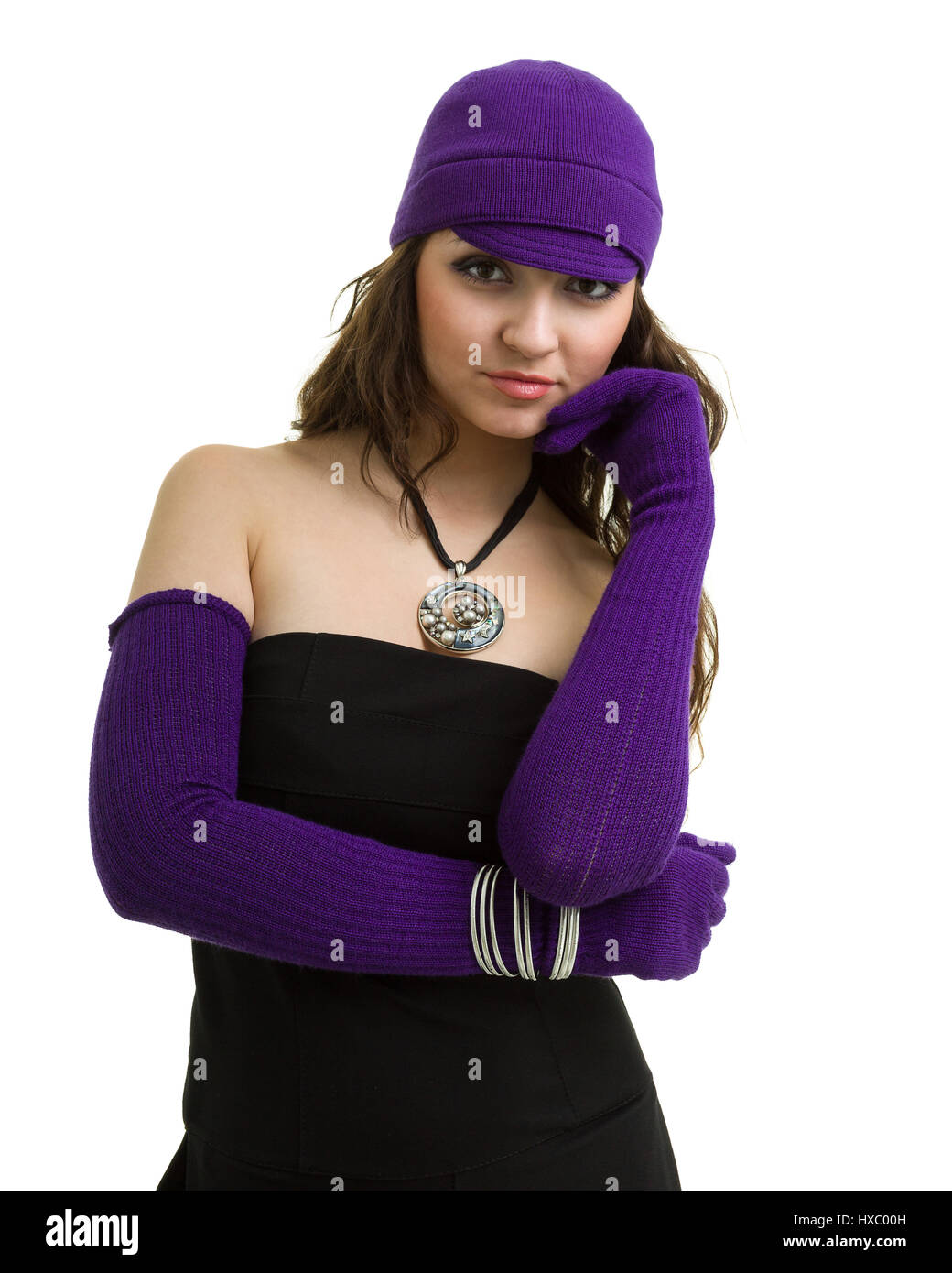 young woman wearing a winter cap Stock Photo - Alamy