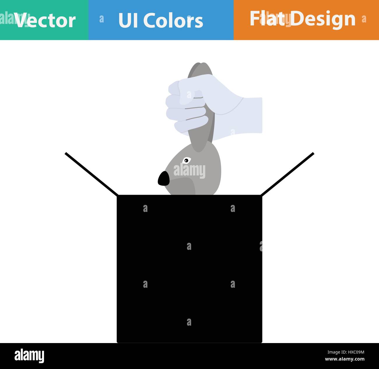 Rabbit in magic box icon. Flat design. Vector illustration Stock Vector ...