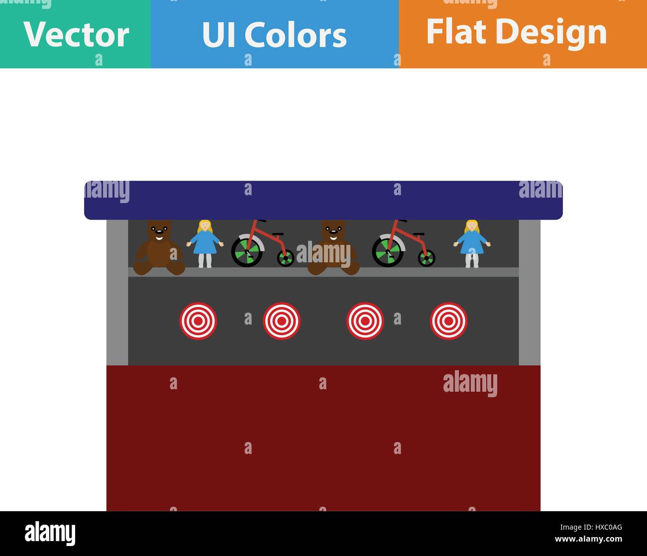 Prize shooting range icon. Flat design. Vector illustration Stock ...