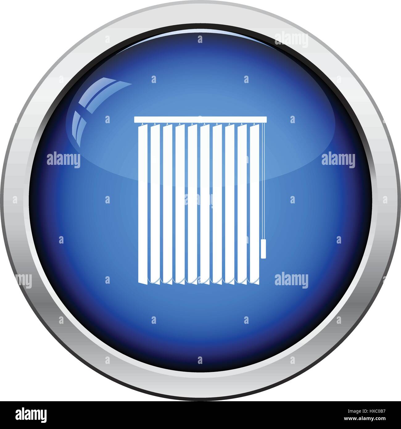 Office vertical blinds icon. Glossy button design. Vector illustration ...