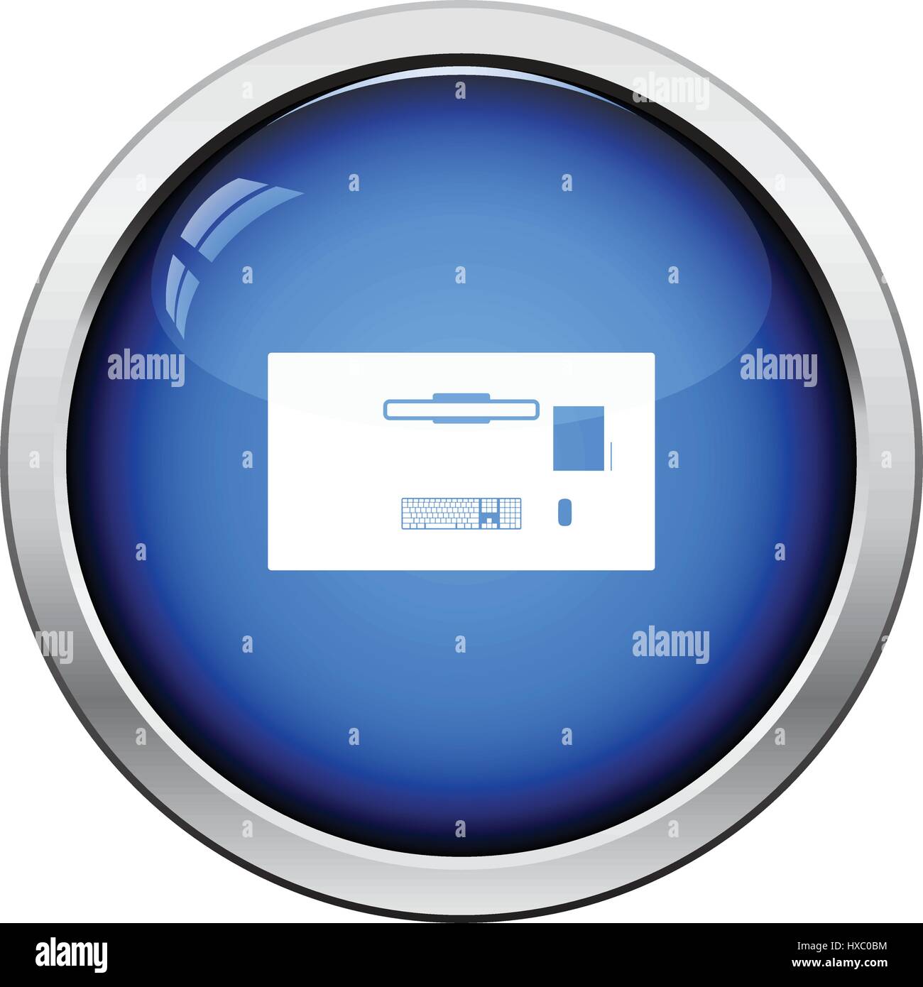 Office table top view icon. Glossy button design. Vector illustration ...