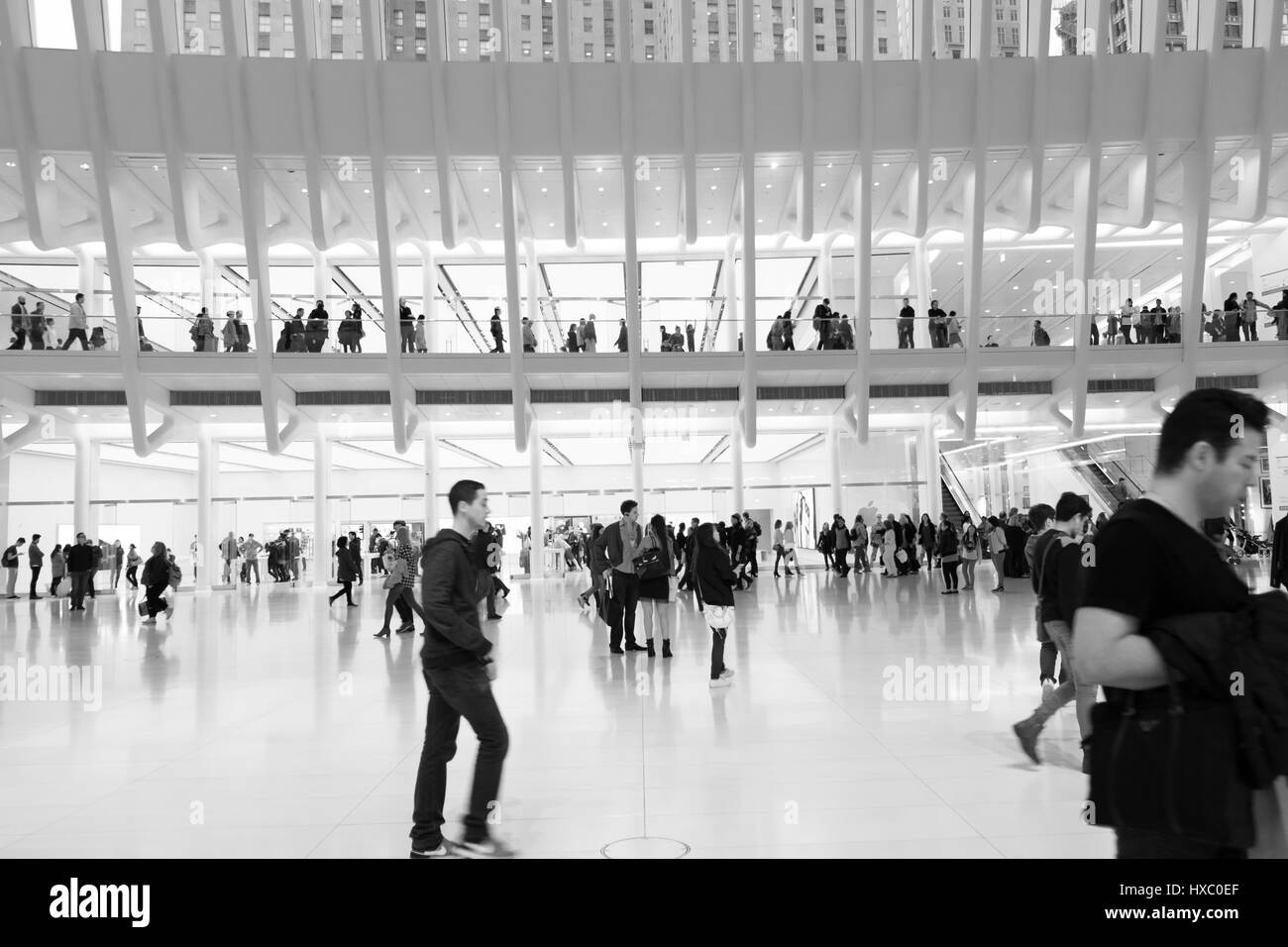 NEW YORK CITY - 1 OCTOBER 2016: People walking through The Oculus by ...