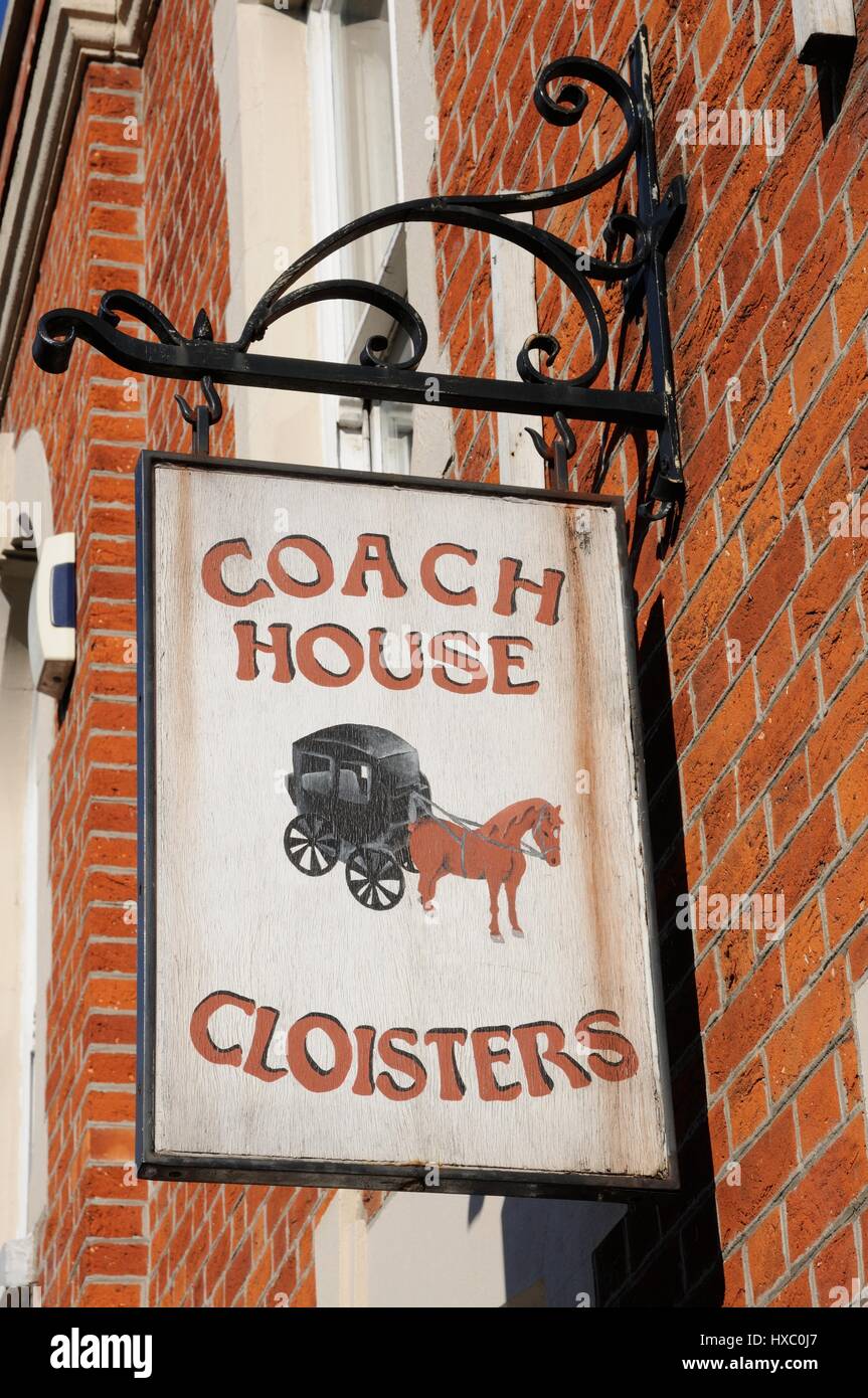 Sign 'Coach House Cloisters', Hitchin Street, Baldock, Hertfordshire ...