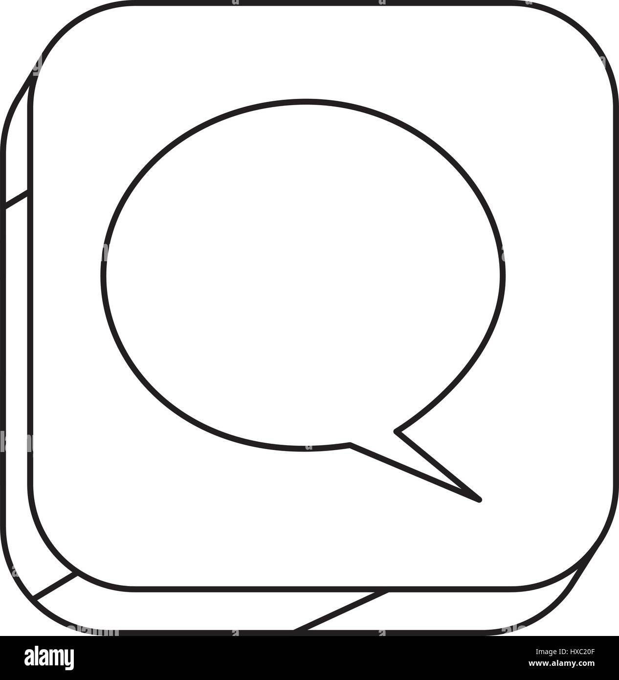 square silhouette button with contour dialog box Stock Vector Image ...