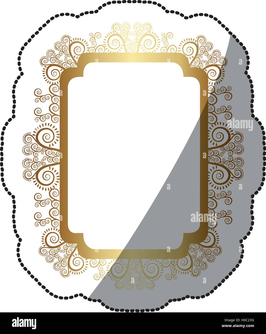 sticker golden curved rectangle vintage baroque frame Stock Vector ...