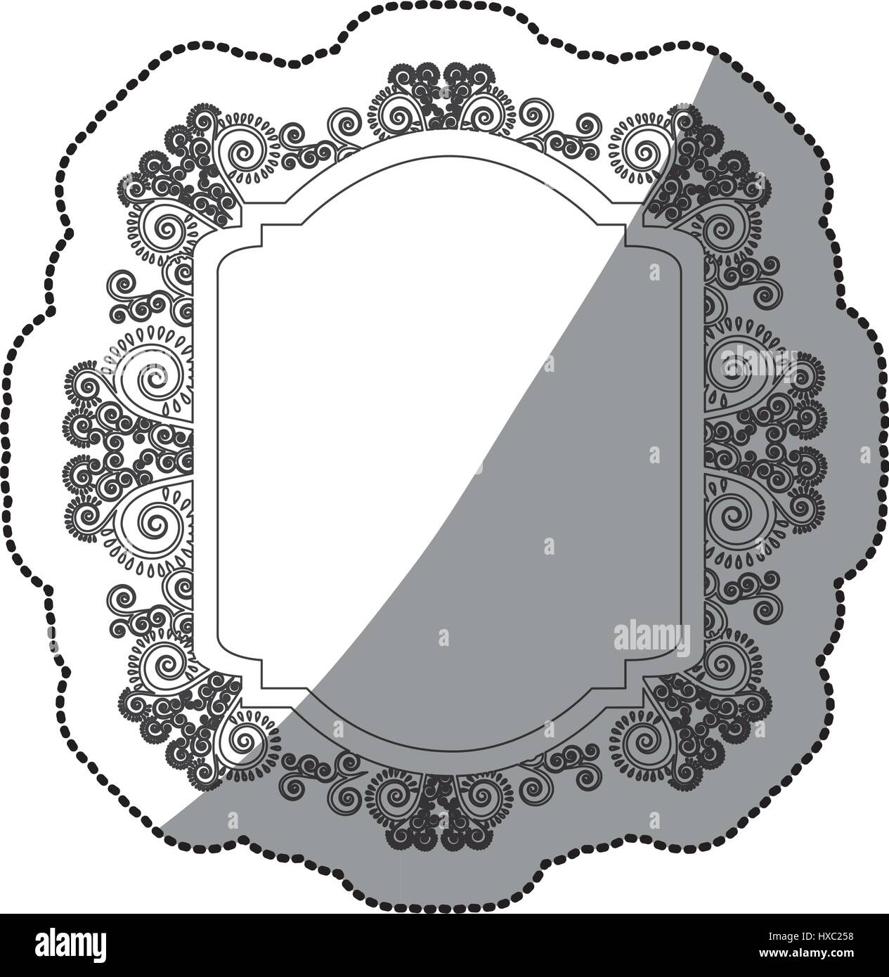 sticker monochrome curved rectangle heraldic baroque frame Stock Vector Image & Art - Alamy