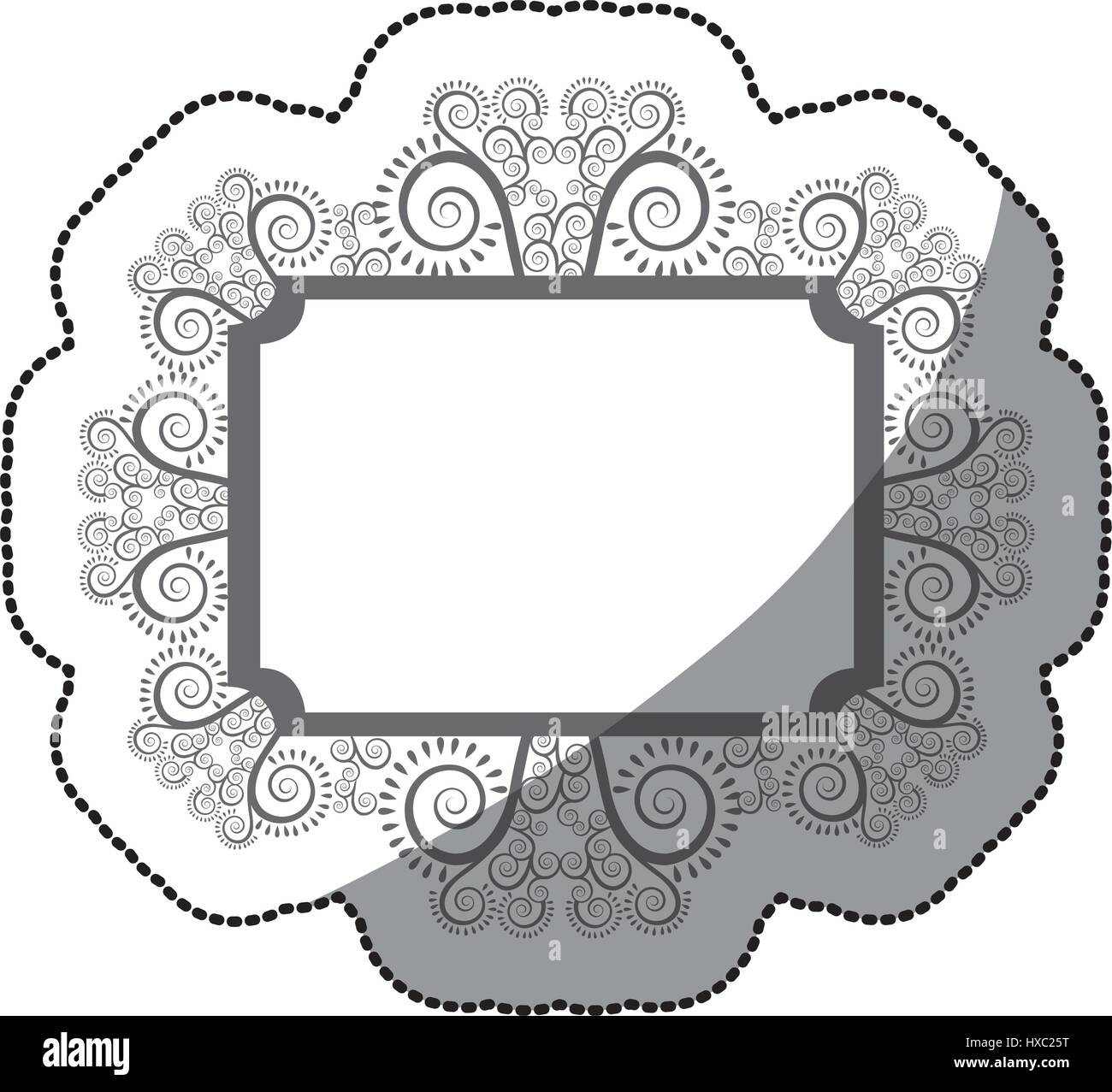 sticker gray scale rectangle vintage baroque frame Stock Vector Image ...