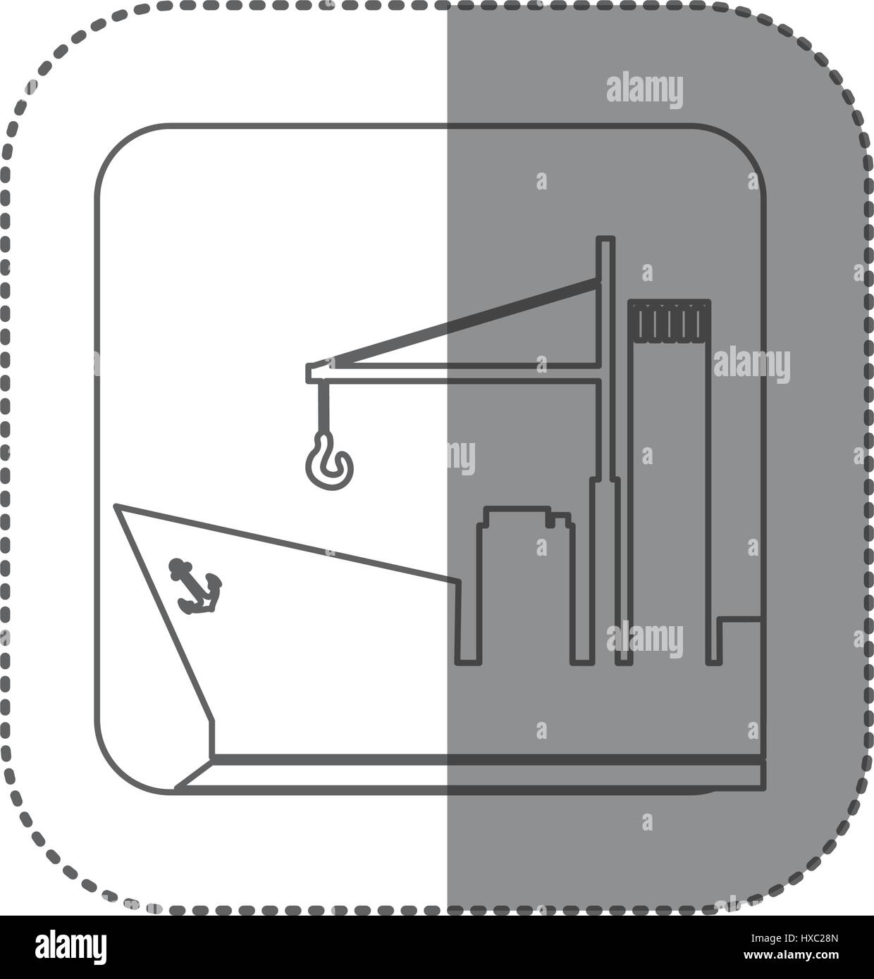 sticker square silhouette button with contour cargo ship Stock Vector ...