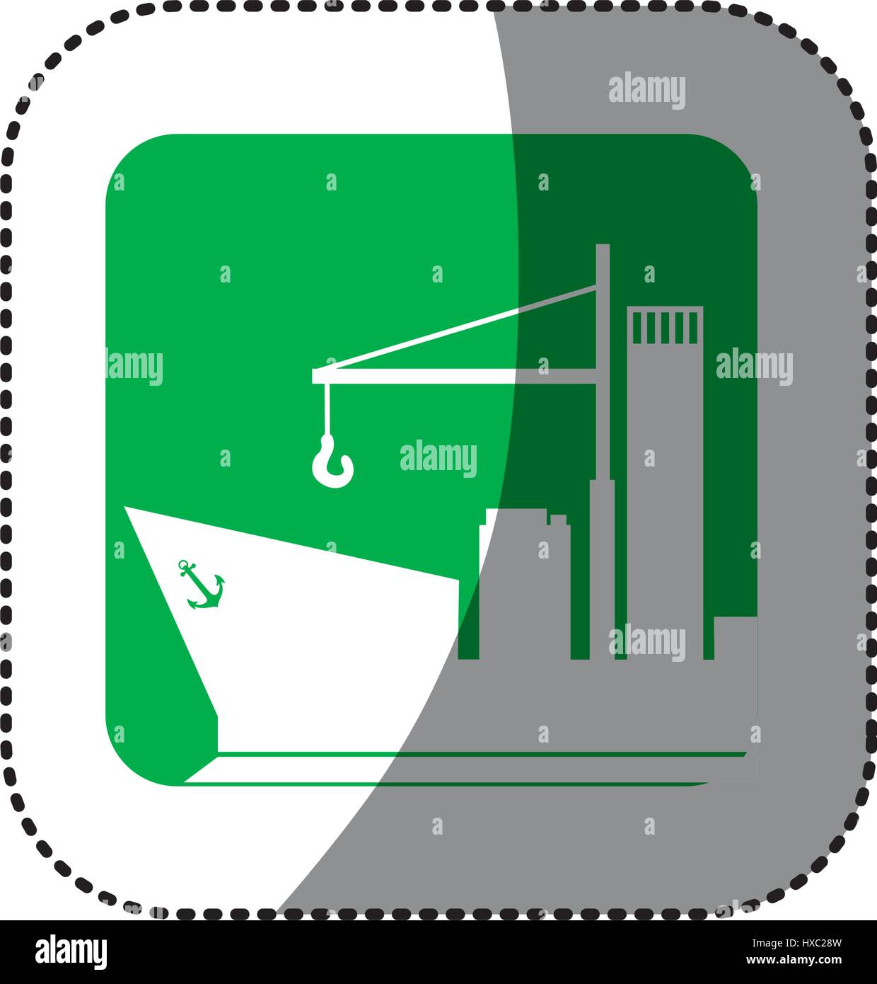 sticker color square button with contour cargo ship Stock Vector Image ...