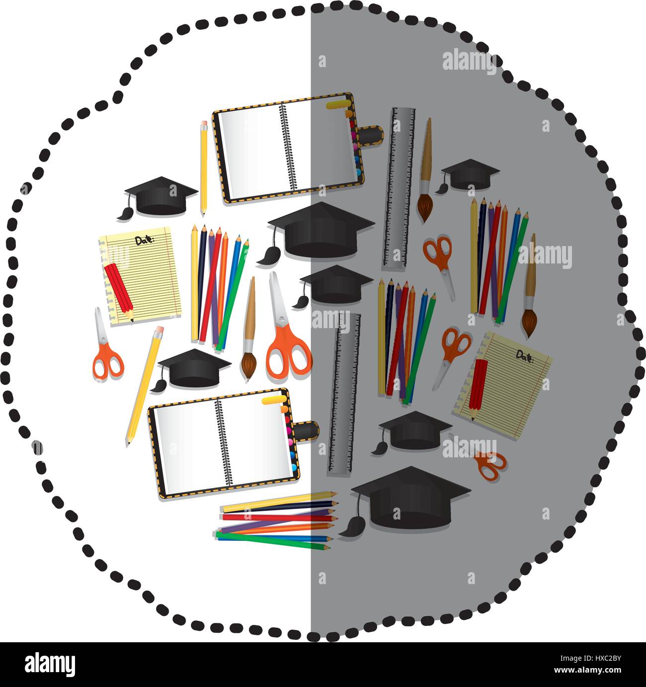 colorful sticker set formed by study icons Stock Vector Image & Art - Alamy