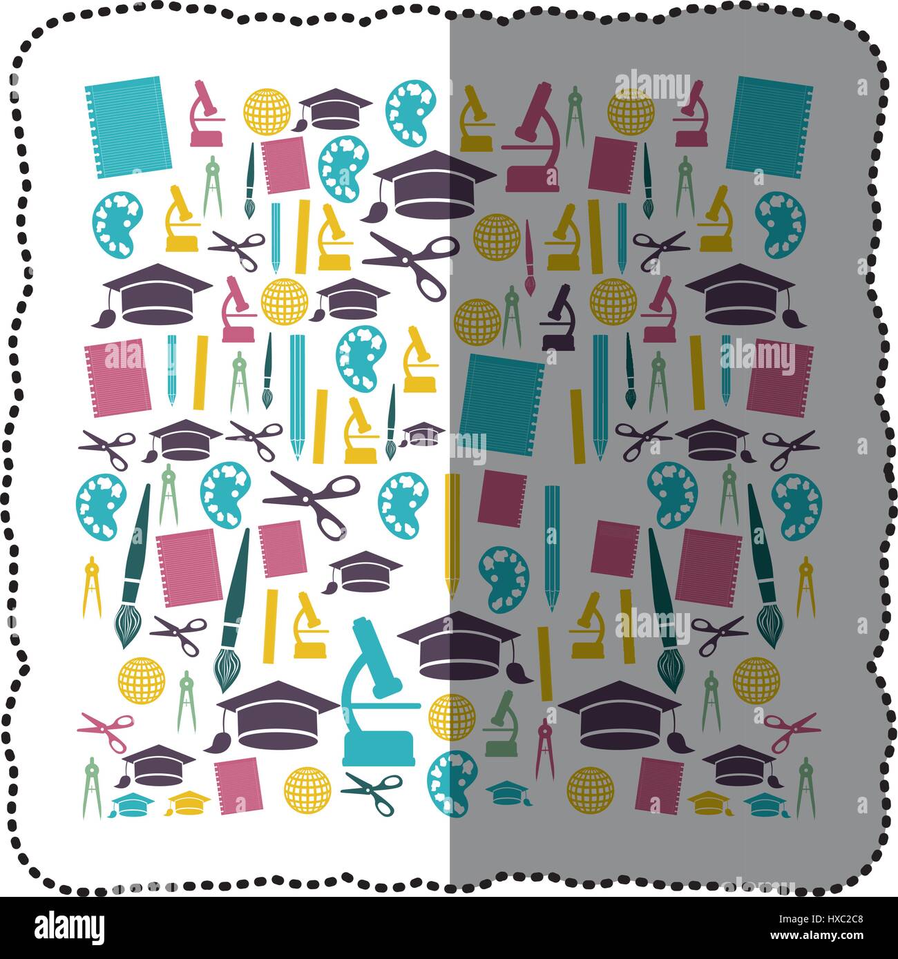 colorful sticker set of study icons in square shape Stock Vector Image ...