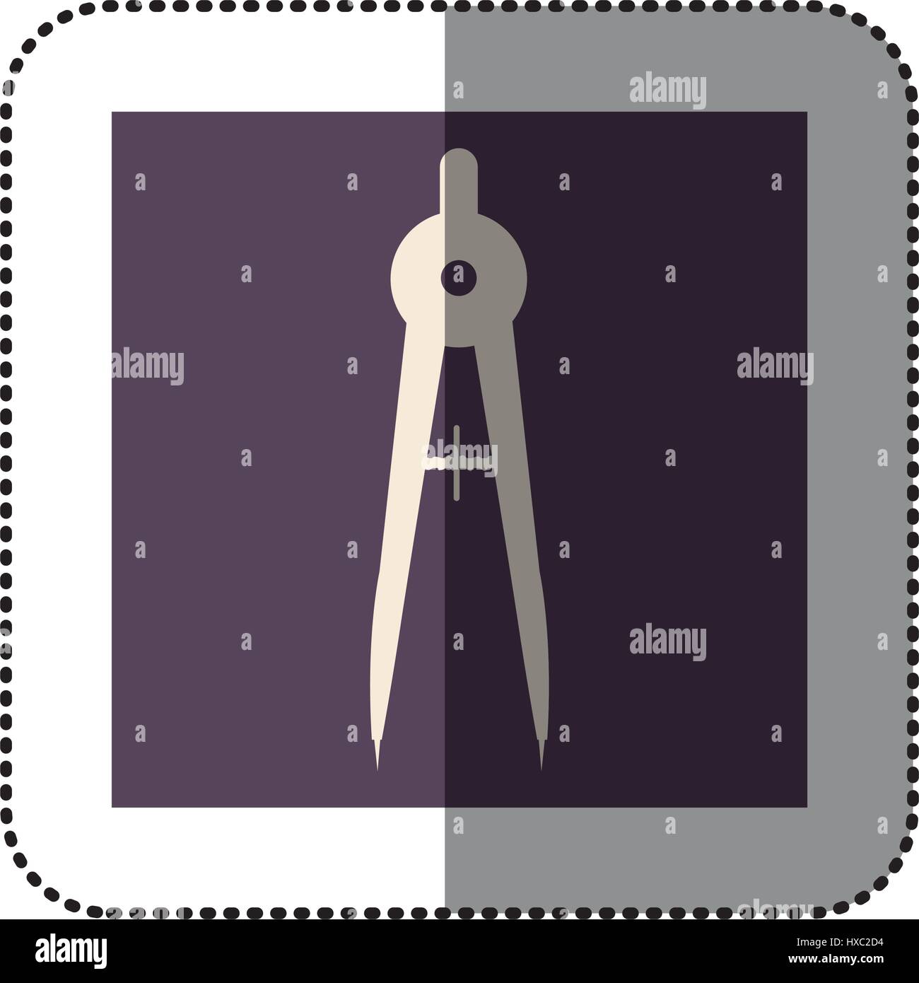 color sticker square with drawing compass icon Stock Vector Image & Art ...