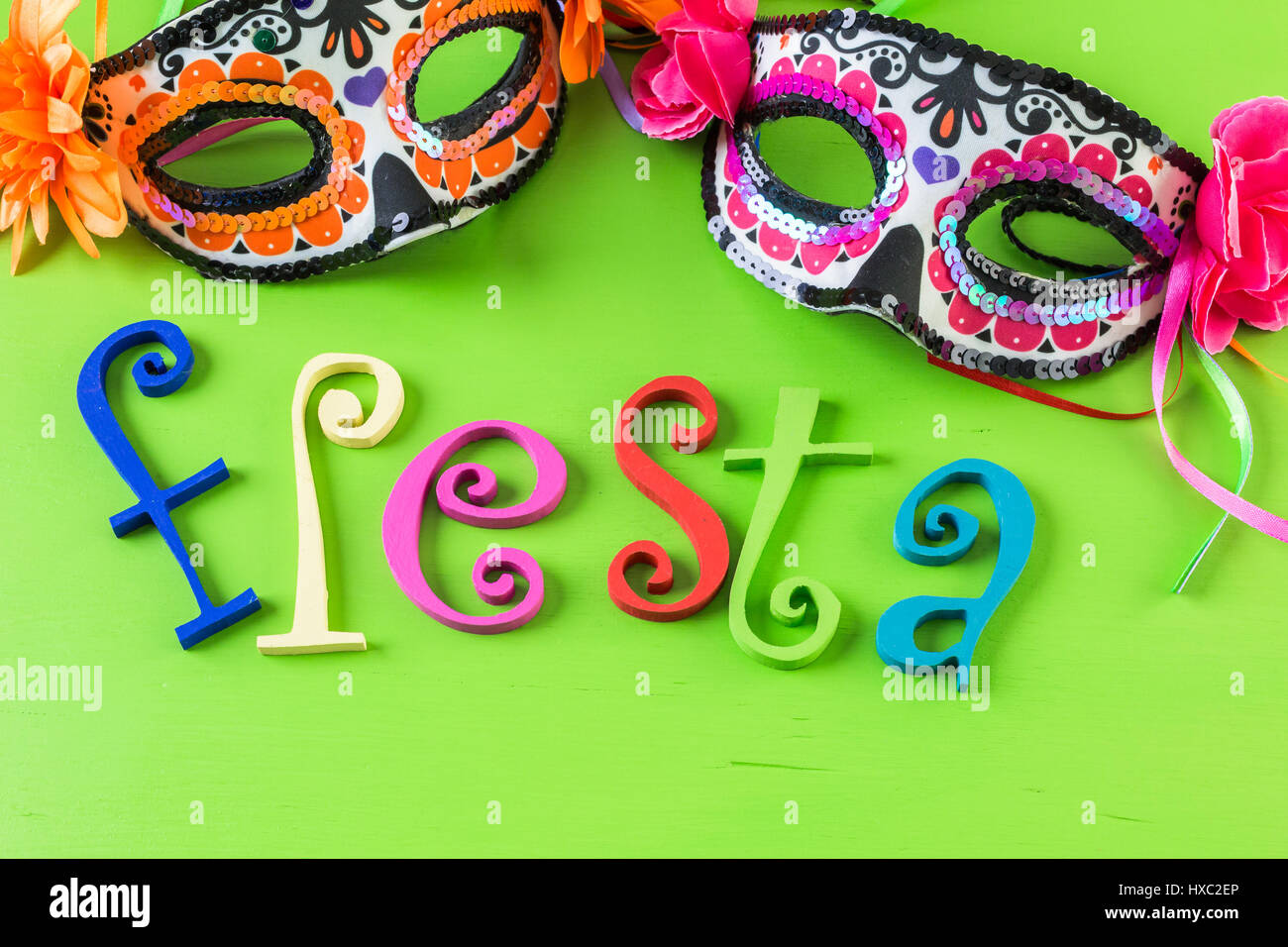 Word Fiesta on a bright painted wood background Stock Photo - Alamy