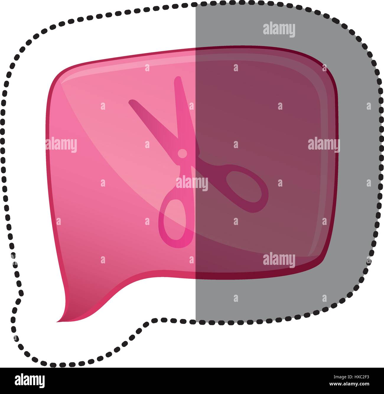 color sticker with scissors icon in square speech Stock Vector Image ...