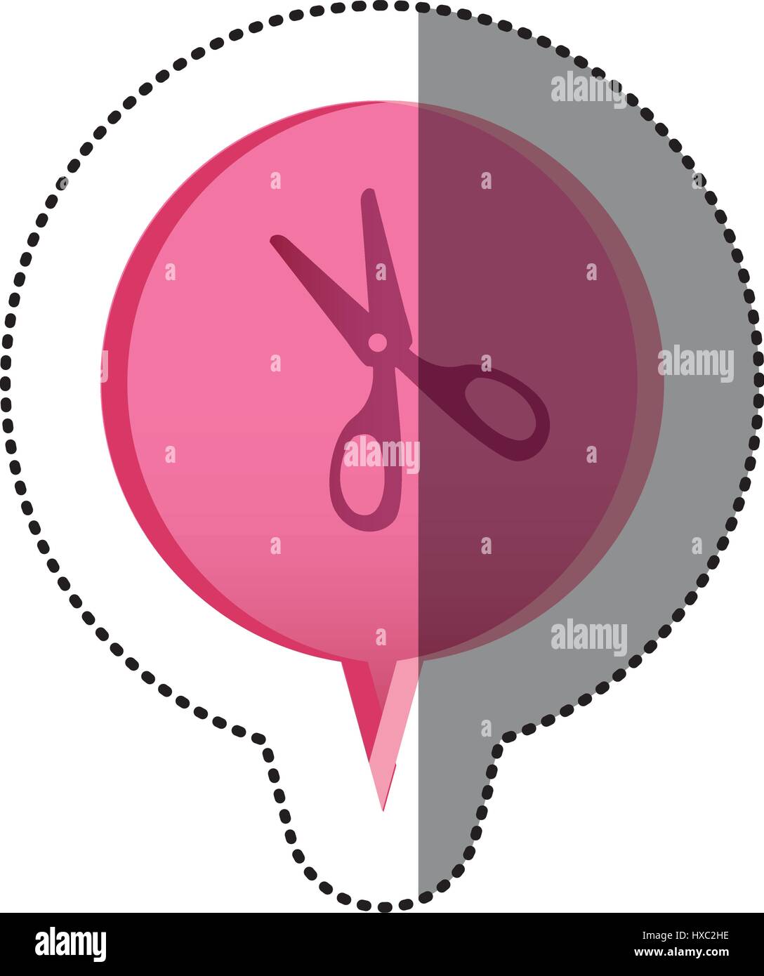 color sticker with scissors icon in circular speech Stock Vector Image ...