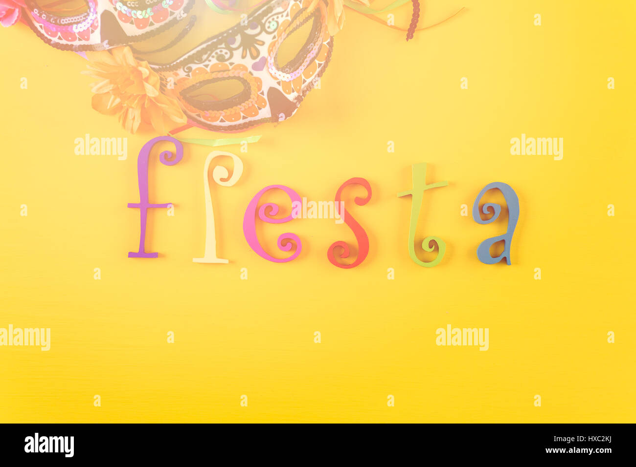 Word Fiesta on a bright painted wood background Stock Photo - Alamy