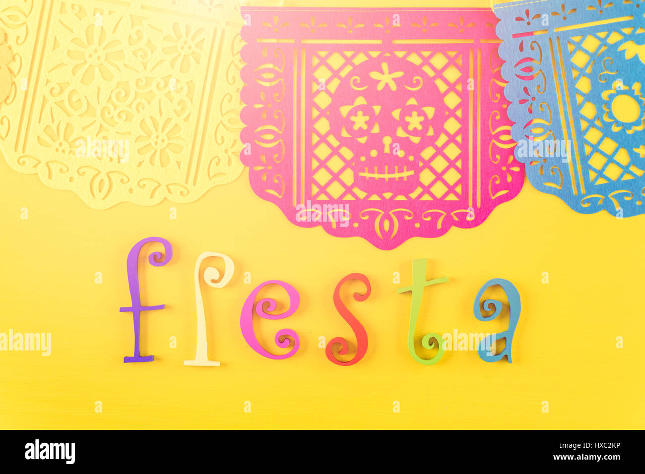 Word Fiesta on a bright painted wood background Stock Photo - Alamy