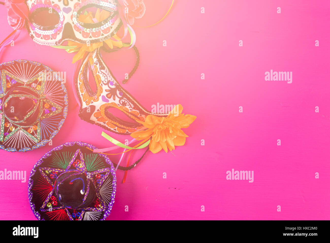 Sugar skull mask with flowers for Day of the Dead Stock Photo - Alamy