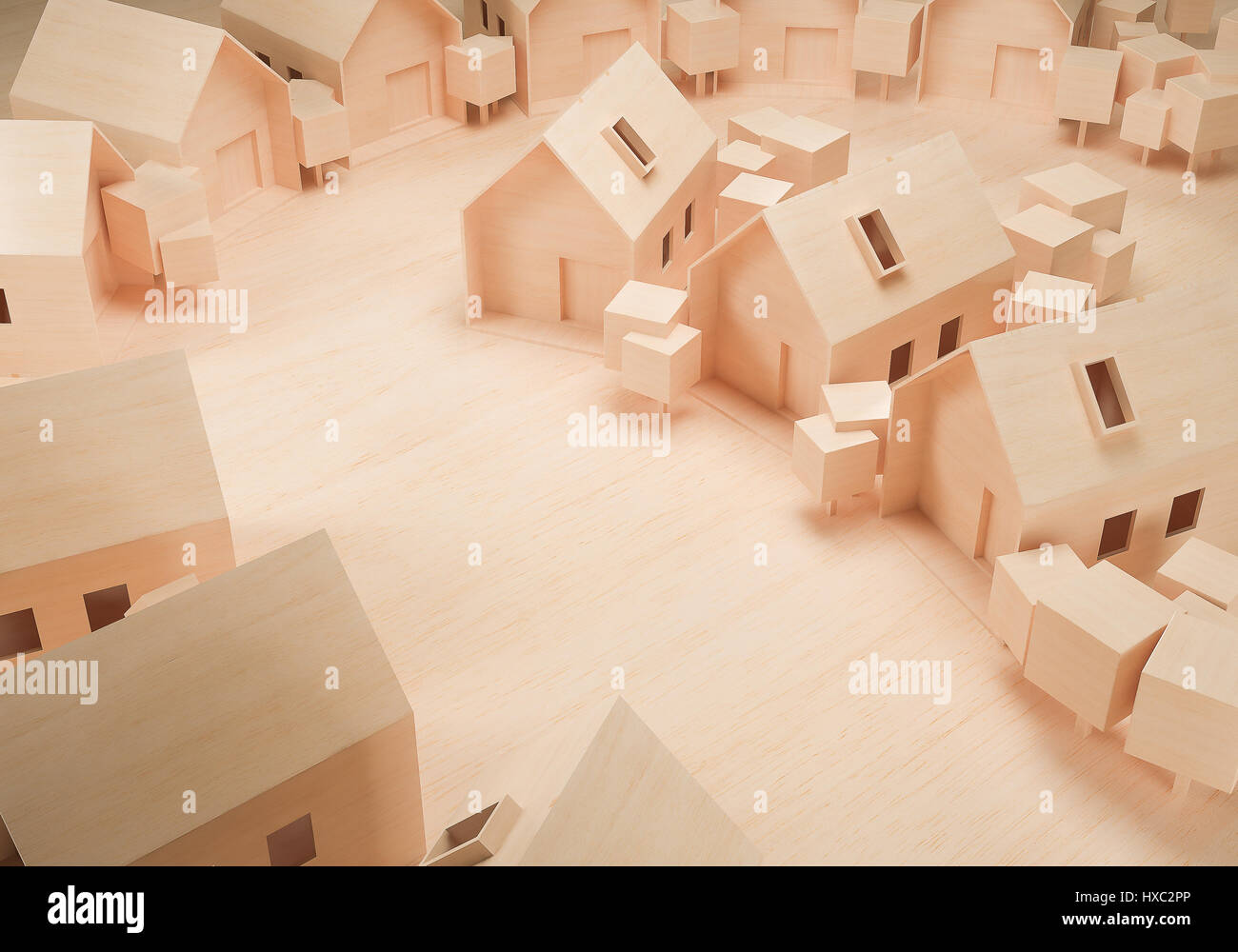 wooden mass model house 3d rendering Stock Photo - Alamy