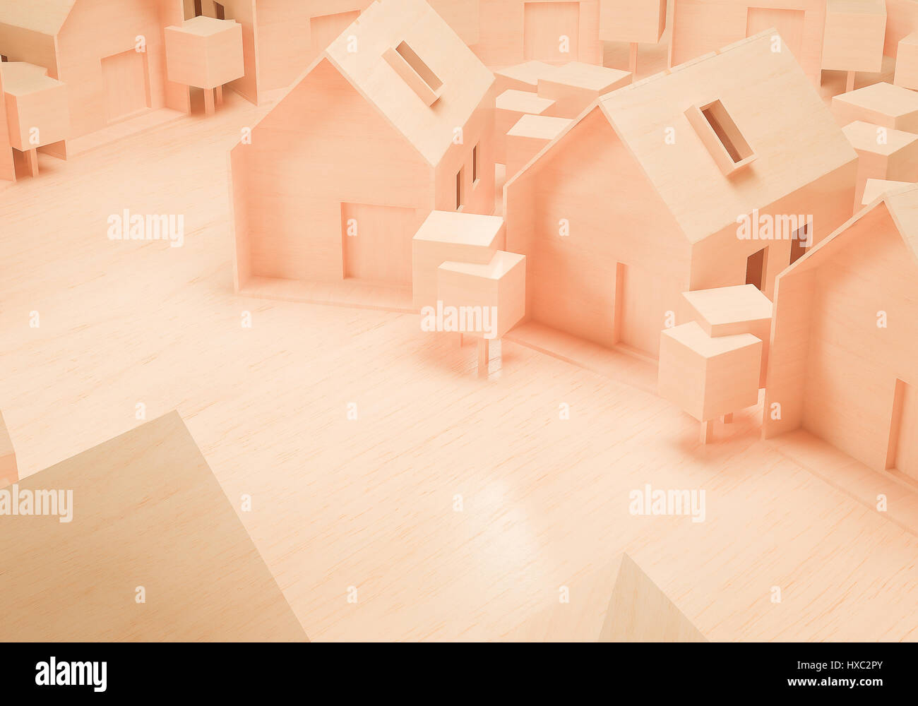 wooden mass model house 3d rendering Stock Photo - Alamy