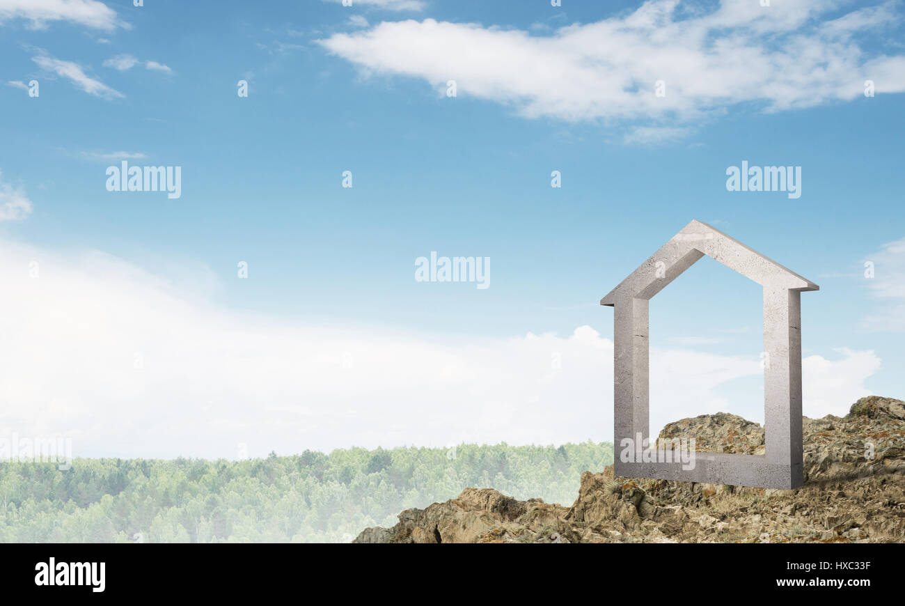 House stone figure as symbol of construction and real estate outdoors ...