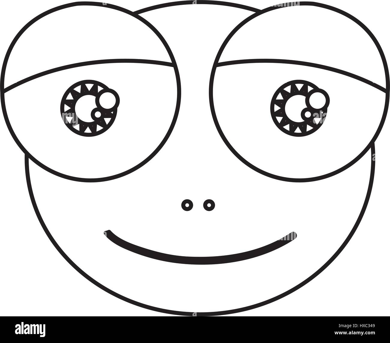 silhouette cartoon cute face toad amphibian with expressive eyes Stock ...